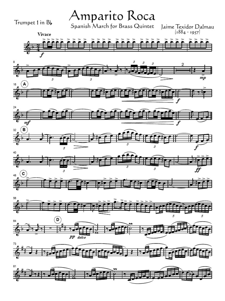 Texidor J. - Amparito Roca (Parts) | PDF