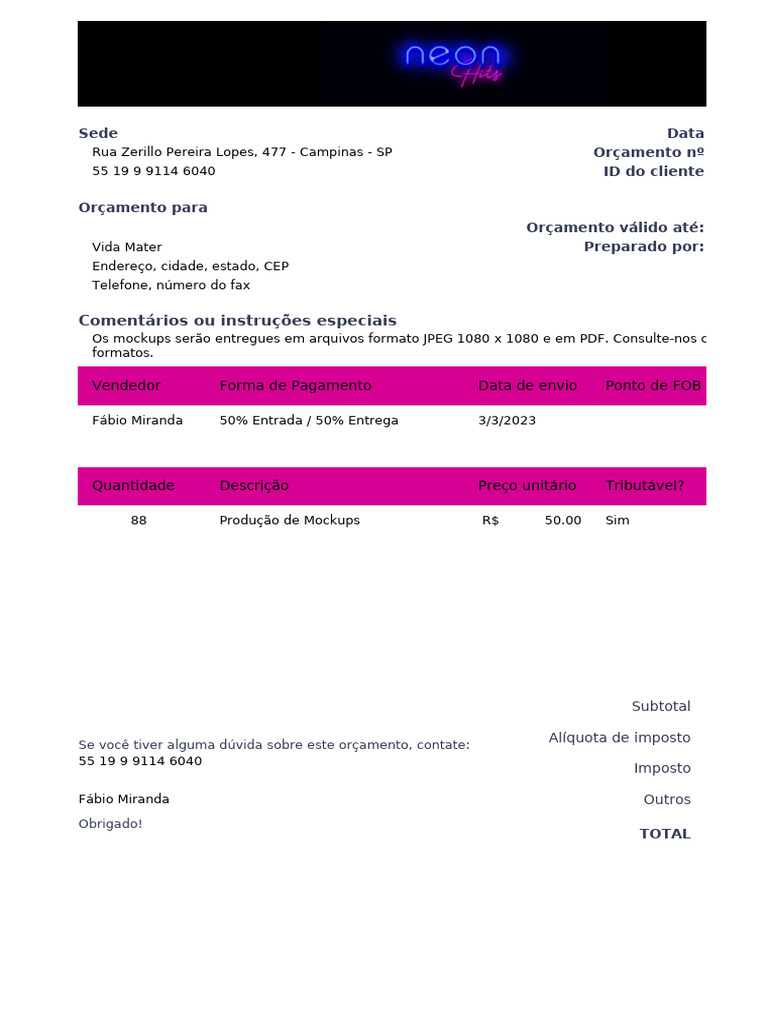 Modelo de Proposta Comercial em Excel 1 | PDF