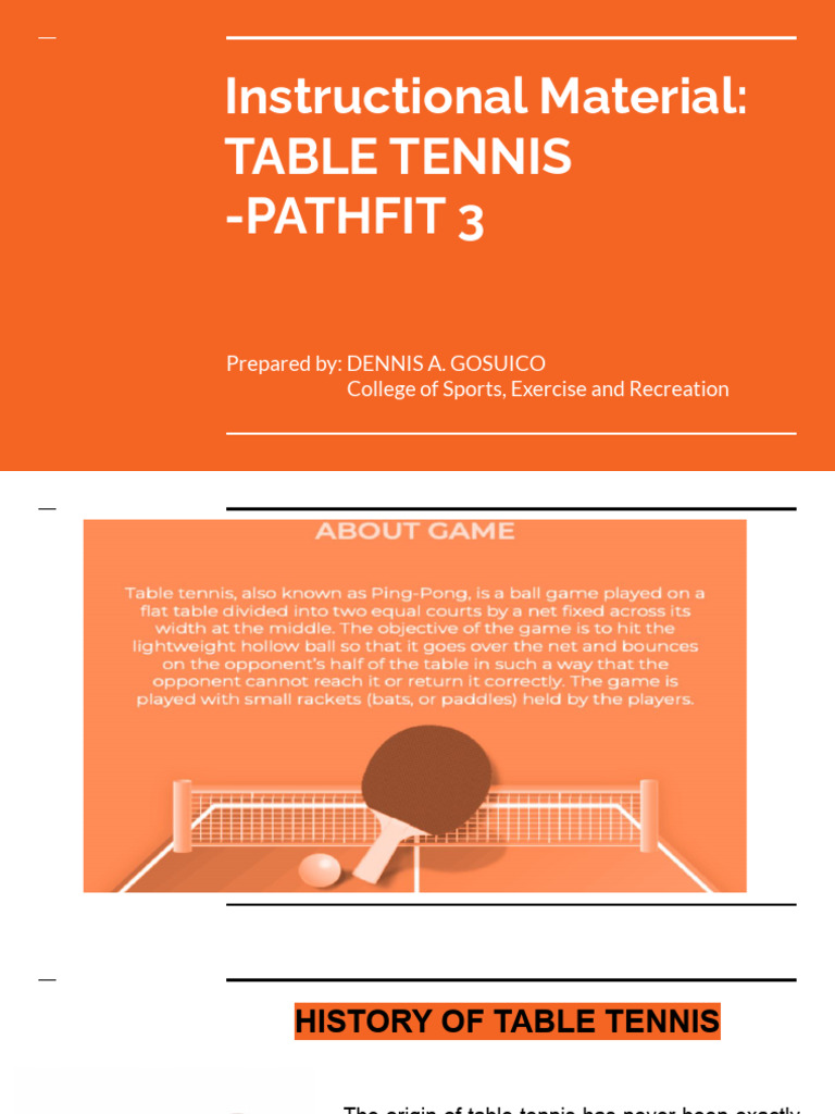 Instructional Material Table Tennis Pathfit 3 | PDF | Table Tennis | Sports