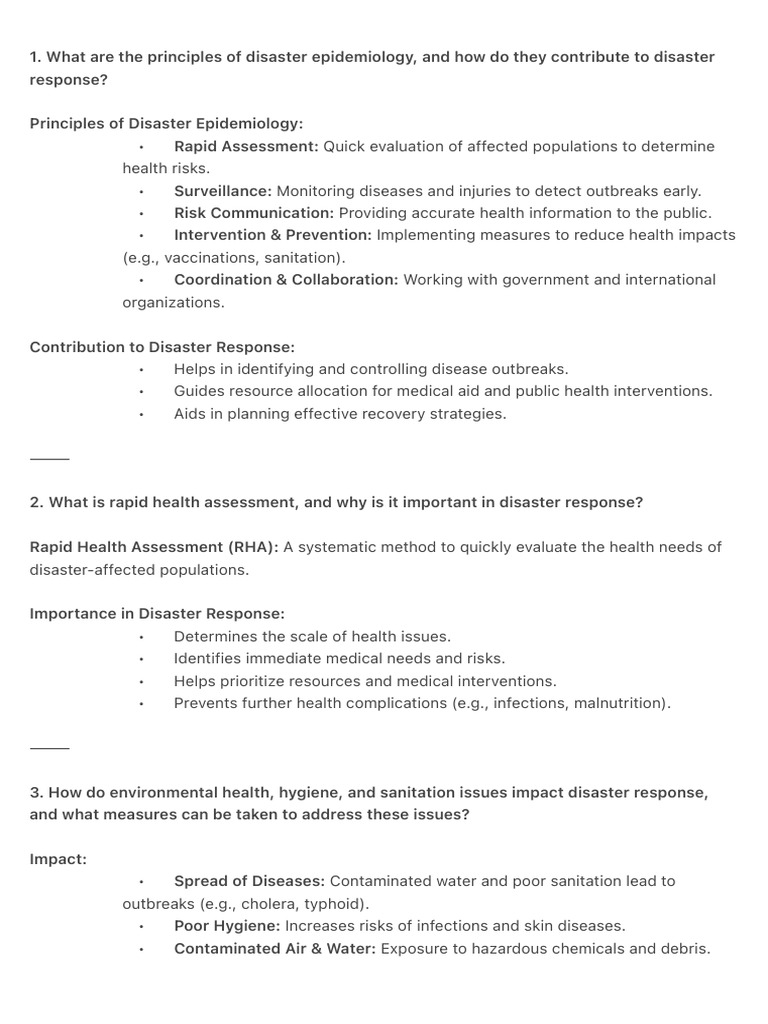 What Are The Principles of Disaster Epidemiology, and How Do They | PDF ...