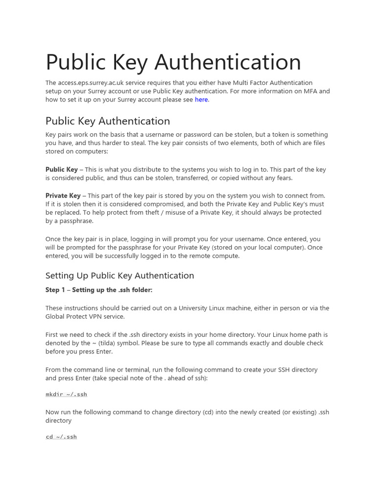 public-key-authentication | PDF | Secure Shell | Directory (Computing)