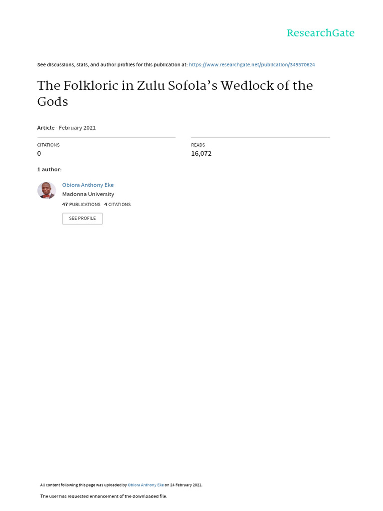 32 The Folkloricin Zulu Sofolas Wedlockofthe Gods | PDF