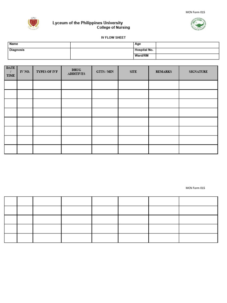 015 IV Flow Sheet | PDF