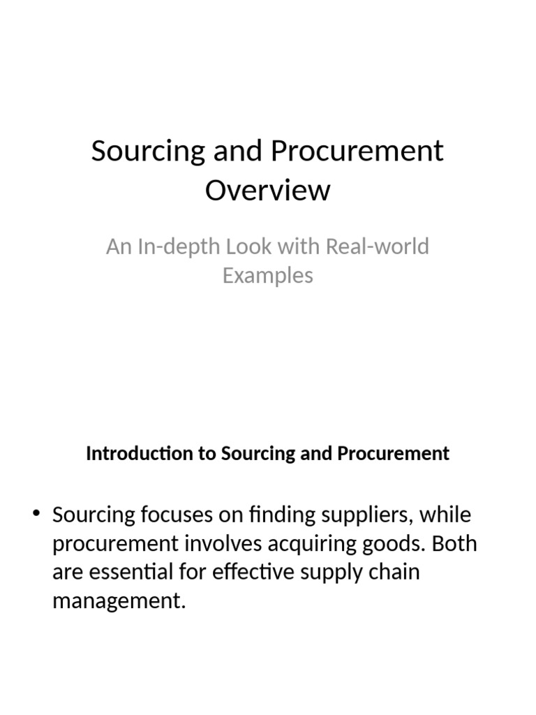 Sourcing and Procurement Strategies | PDF