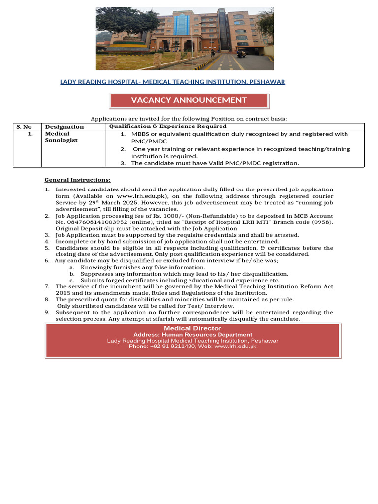 Medical Sonologist Position Available | PDF