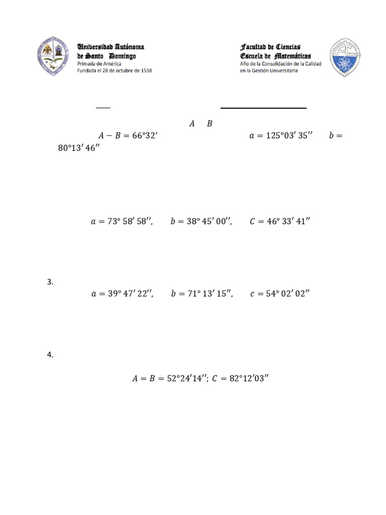 Segundo Parcial de Trigonometría Plana y EsféricaI. (MAT-120) . | PDF