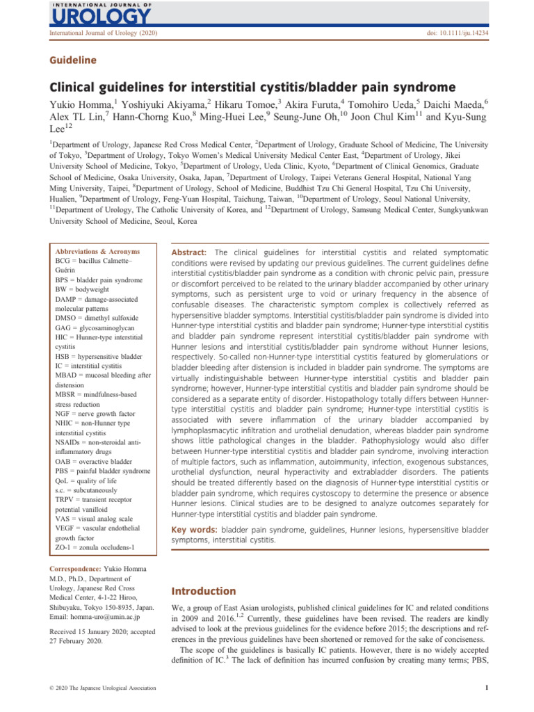 Interstitial Cystitis Guidelines 2020 | PDF | Urinary Tract Infection ...