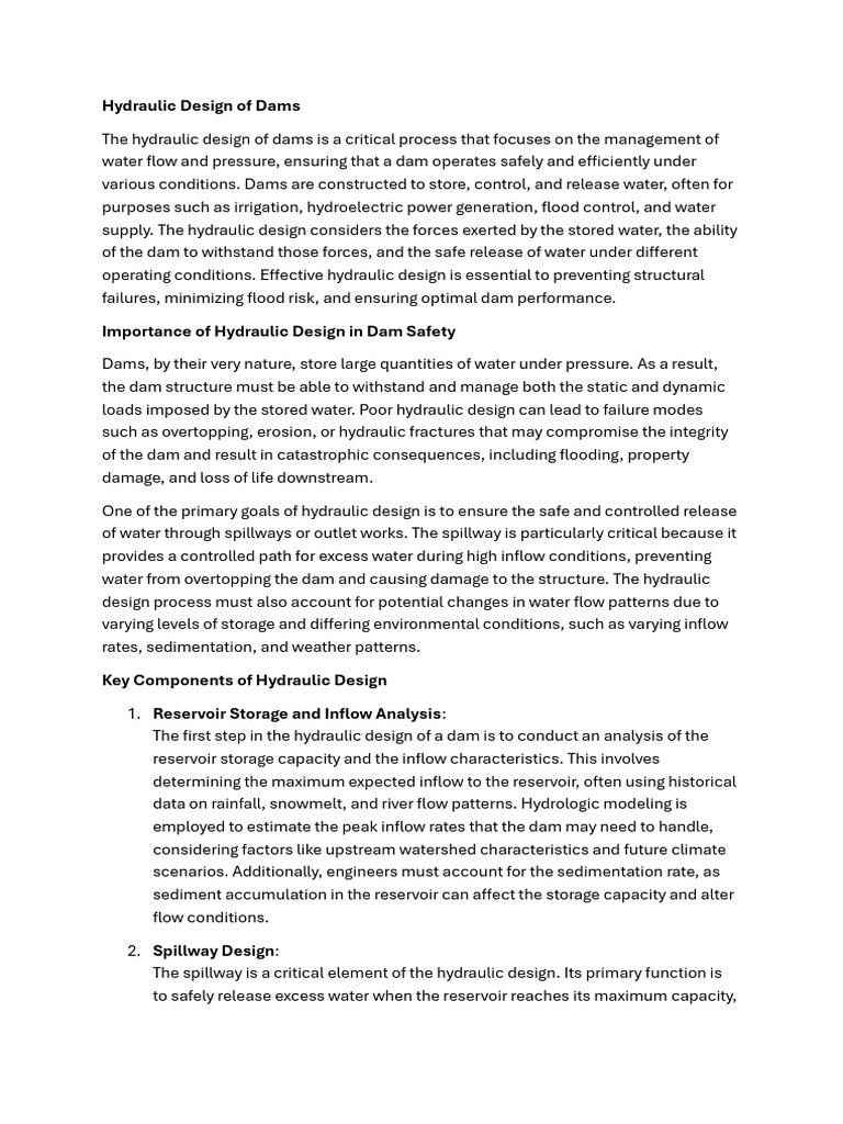 Hydraulic Design of Dams | PDF | Spillway | Dam