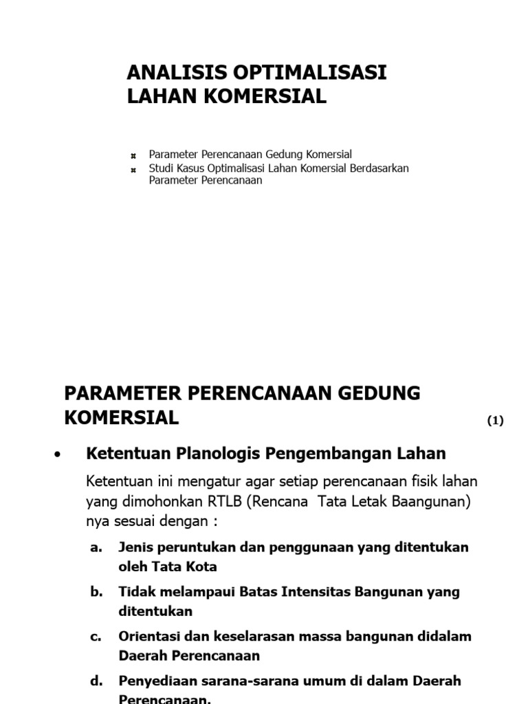5. Optimalisasi Lahan Komersial - Kdb Klb1 | PDF
