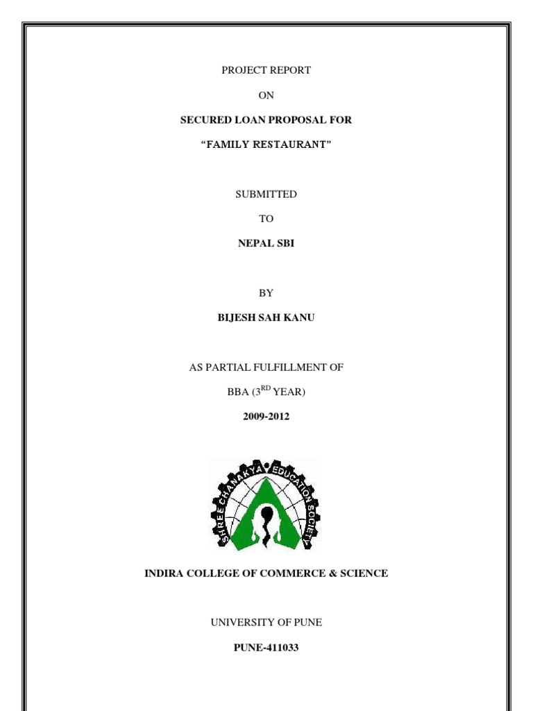 Secured Loan Proposal For "Family Restaurant": Project Report ON | PDF ...