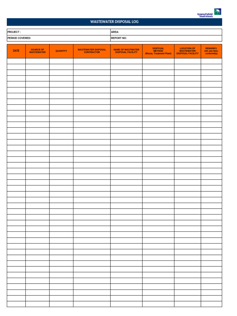 Wastewater Disposal Log | PDF