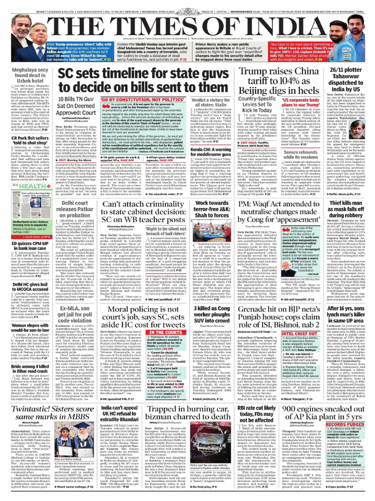 09.04.25 Times of India Uninterrupted | PDF