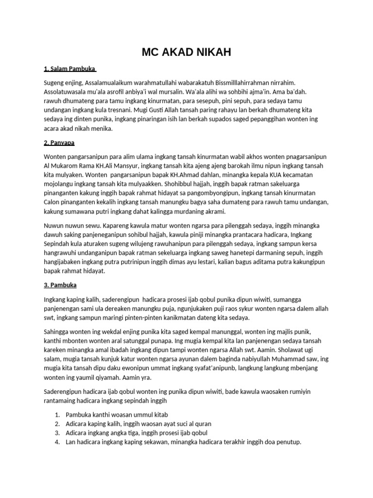MC Akad Nikah | PDF