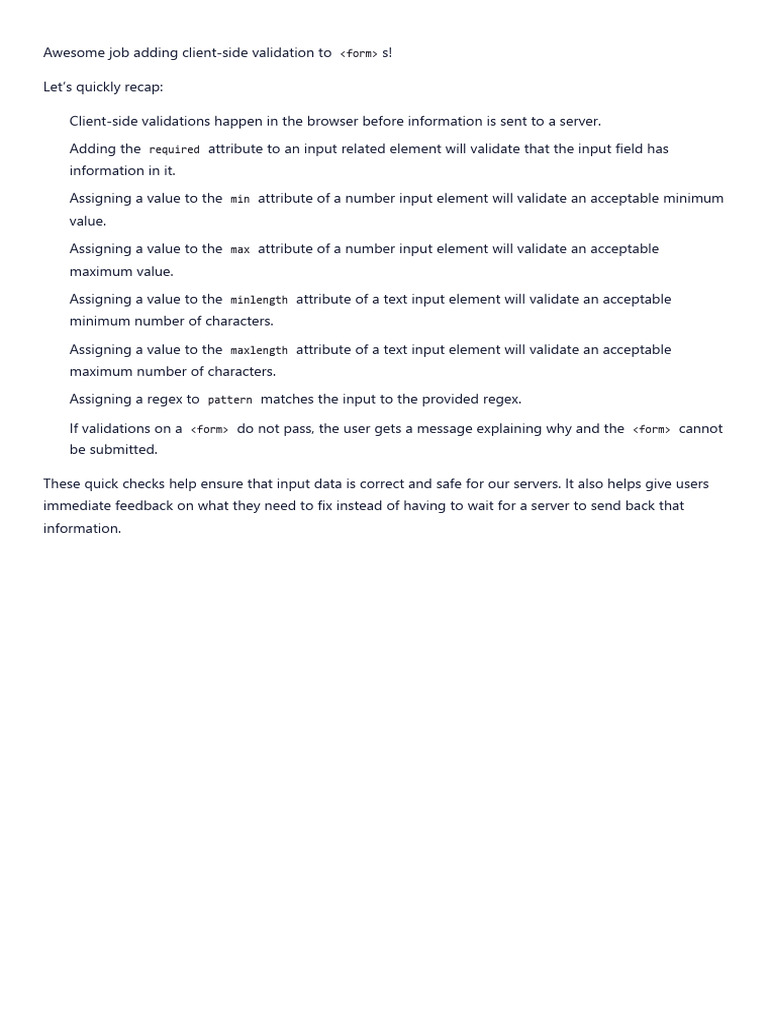 Client-Side Form Validation Techniques | PDF