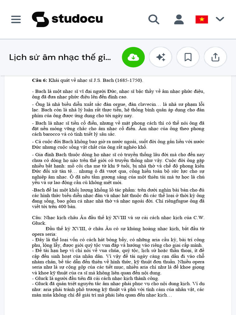 Lịch Sử Âm Nhạc Thế Giới - Đề Cương Ôn Tập - Câu 1 Nêu Khái Quát Sự ...
