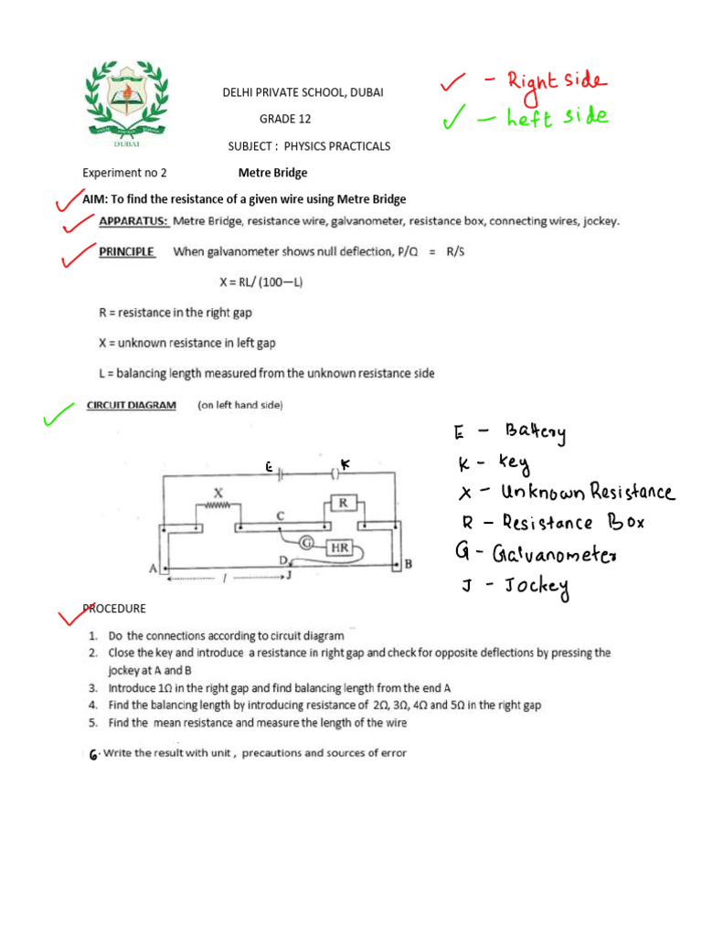 DPS PRACT 2 Metre Bridge-Resistance | PDF