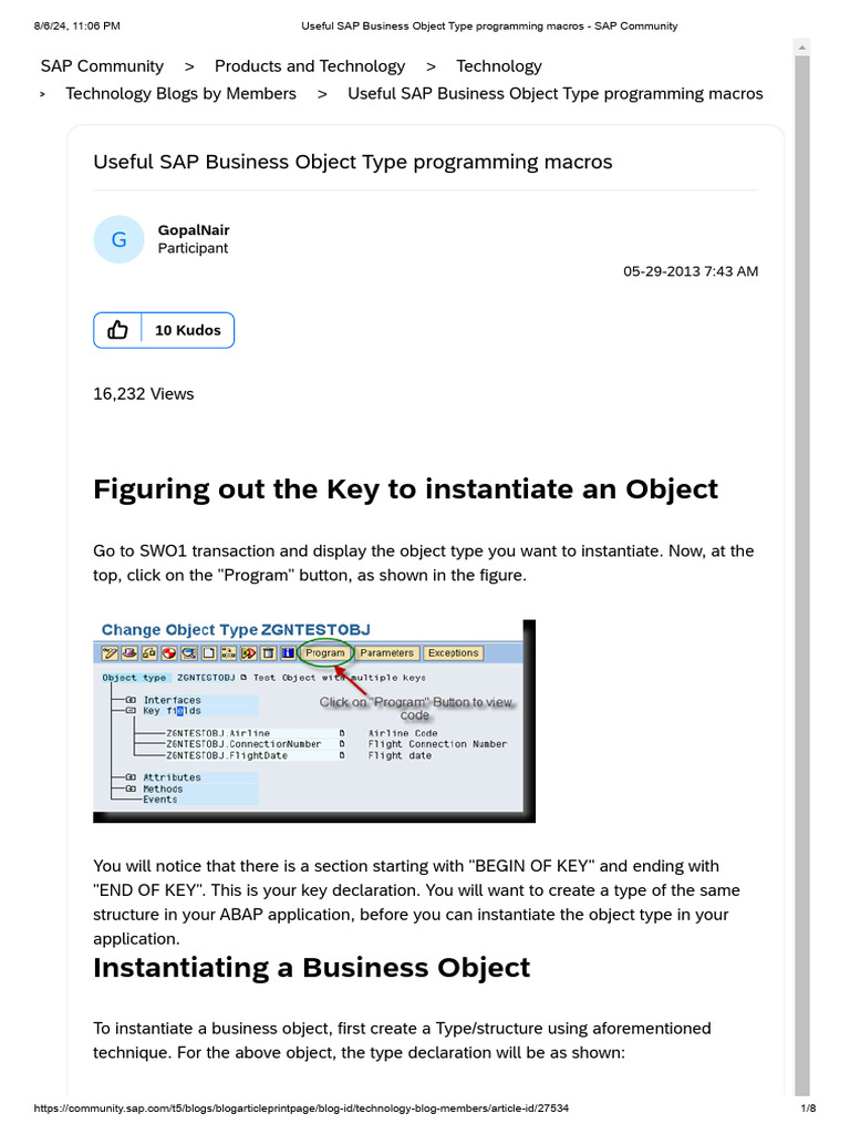 Useful SAP Business Object Type Programming Macros - SAP Community | PDF | Object (Computer ...