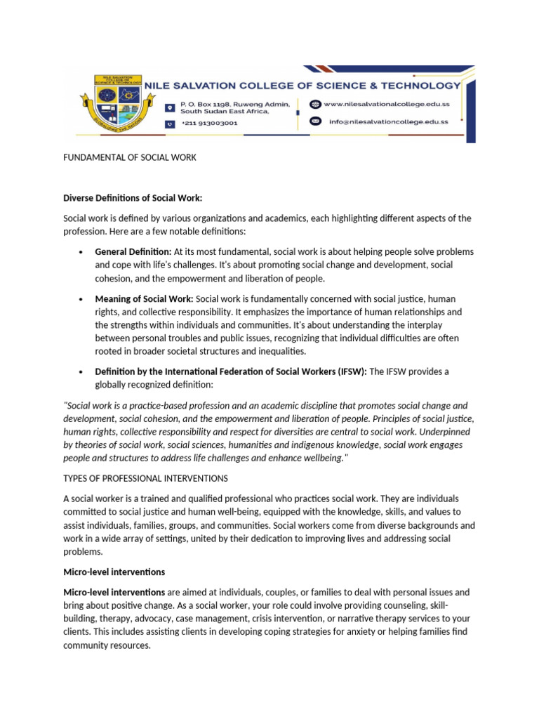 Understanding Social Work Fundamentals | PDF | Social Work | Psychotherapy
