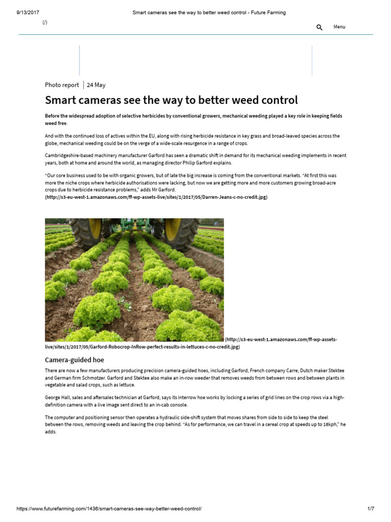 Smart Cameras See The Way To Better Weed Control - Future Farming | PDF ...