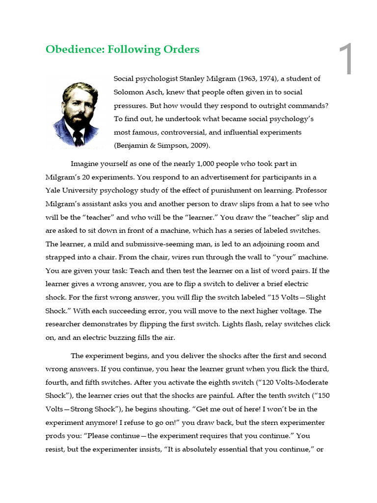 Obedience_Following Orders | PDF | Psychological Concepts | Psychology