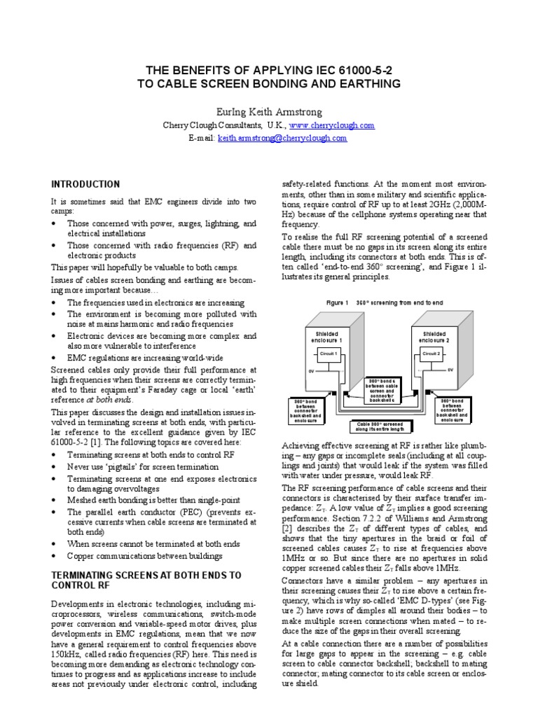 The Benefits of Applying 61000-5-2 To Cable Shield Bonding and Earthing ...