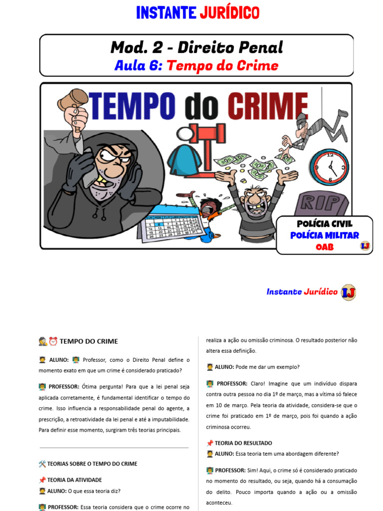 Apostila Com Resumo - Mod. 2 - Aula 6 - Tempo Do Crime | PDF | Crimes | Crime e Violência
