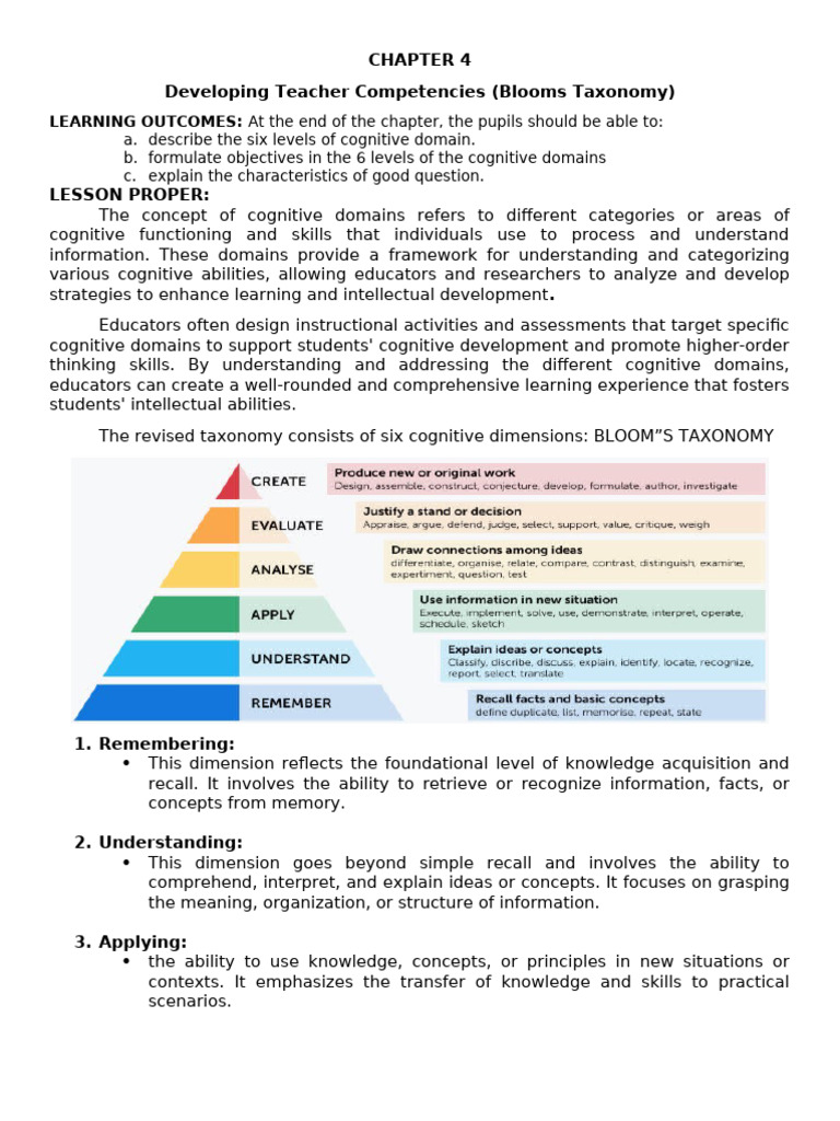 Chapter 4 - Blooms Taxonomy Math | PDF | Learning | Cognition