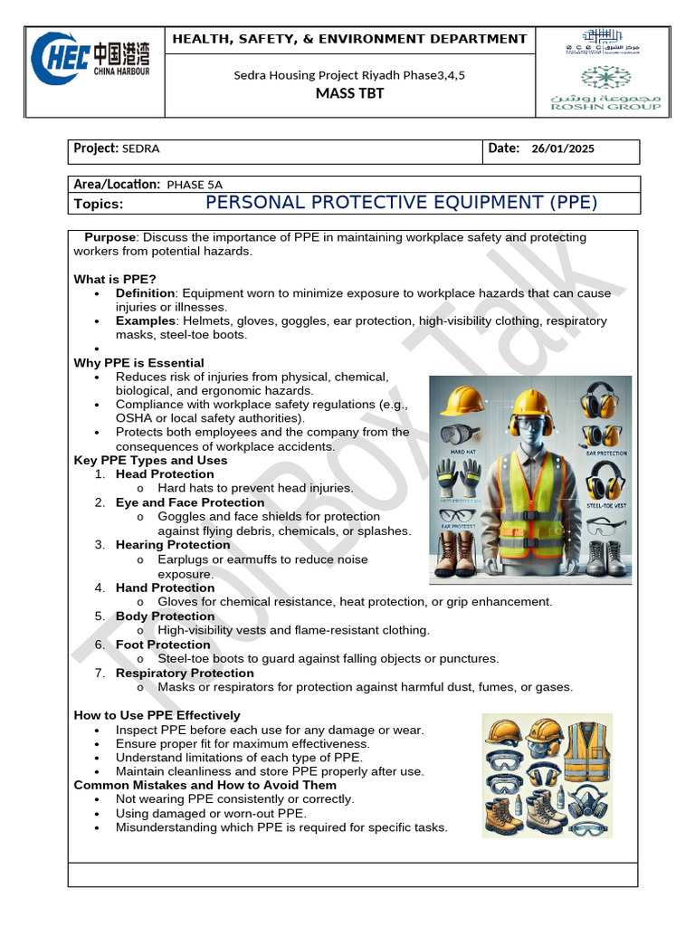 Jan Fourth Week Mass Tool Box Topic Ppes | PDF | Personal Protective Equipment | Safety