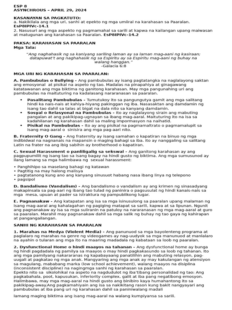 Las Q4 Esp 8 Week 5 | PDF