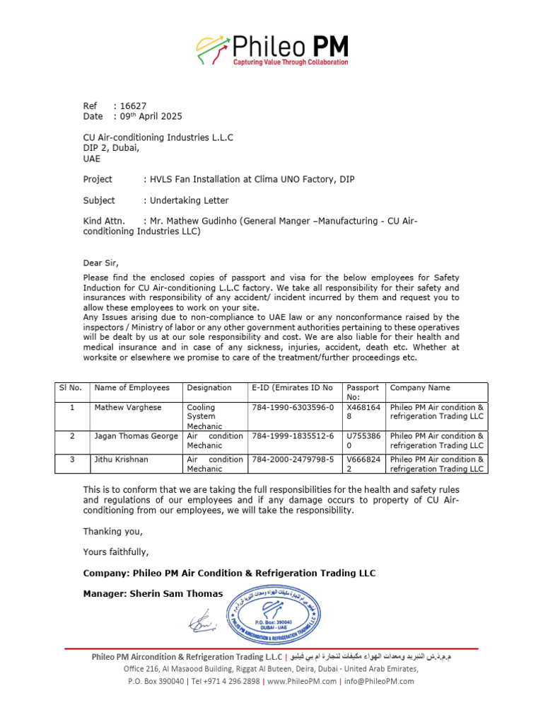 Undertaking Letter-CU | PDF