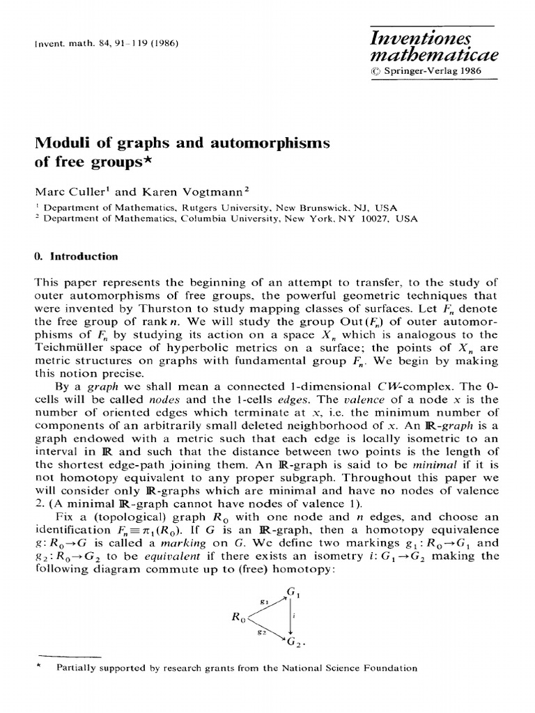 Moduli of Graph and Automorphism of Free Groups | PDF | Vertex (Graph Theory) | Group (Mathematics)