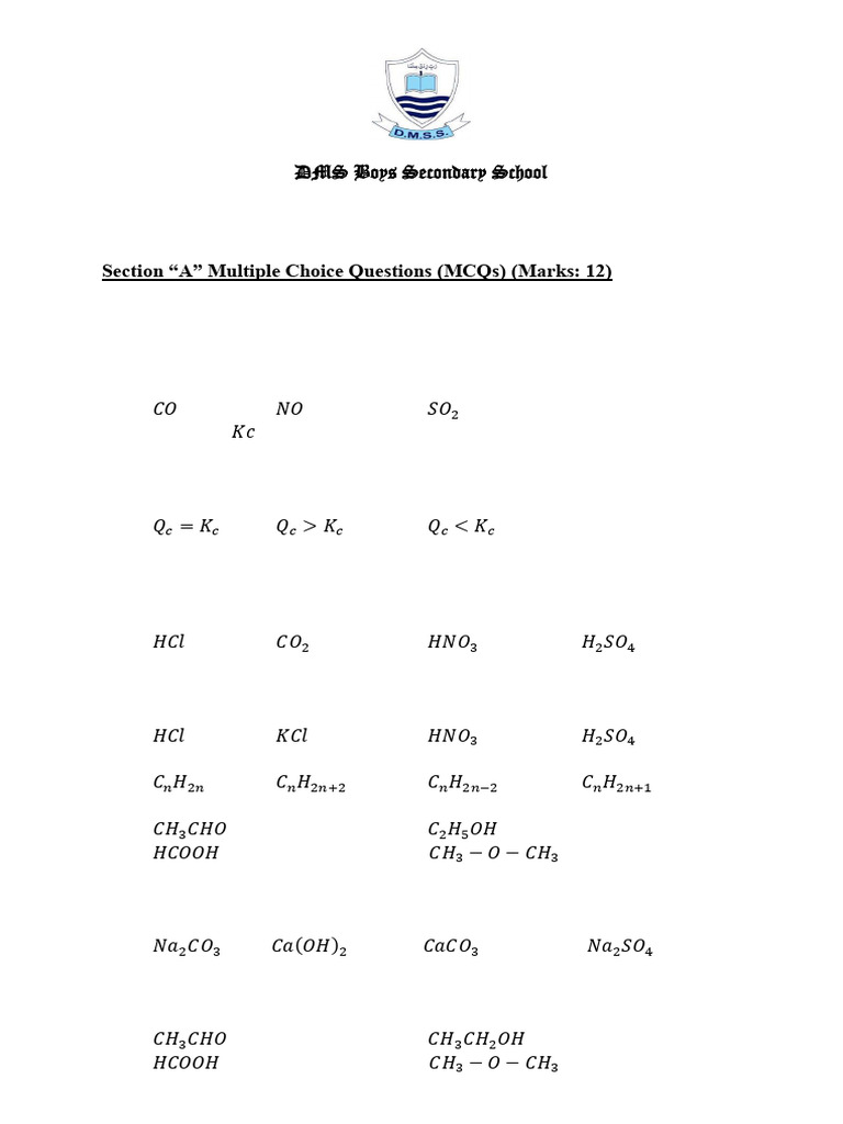 X-Chemistry Guess Paper 2024 | PDF | Branches Of Thermodynamics ...
