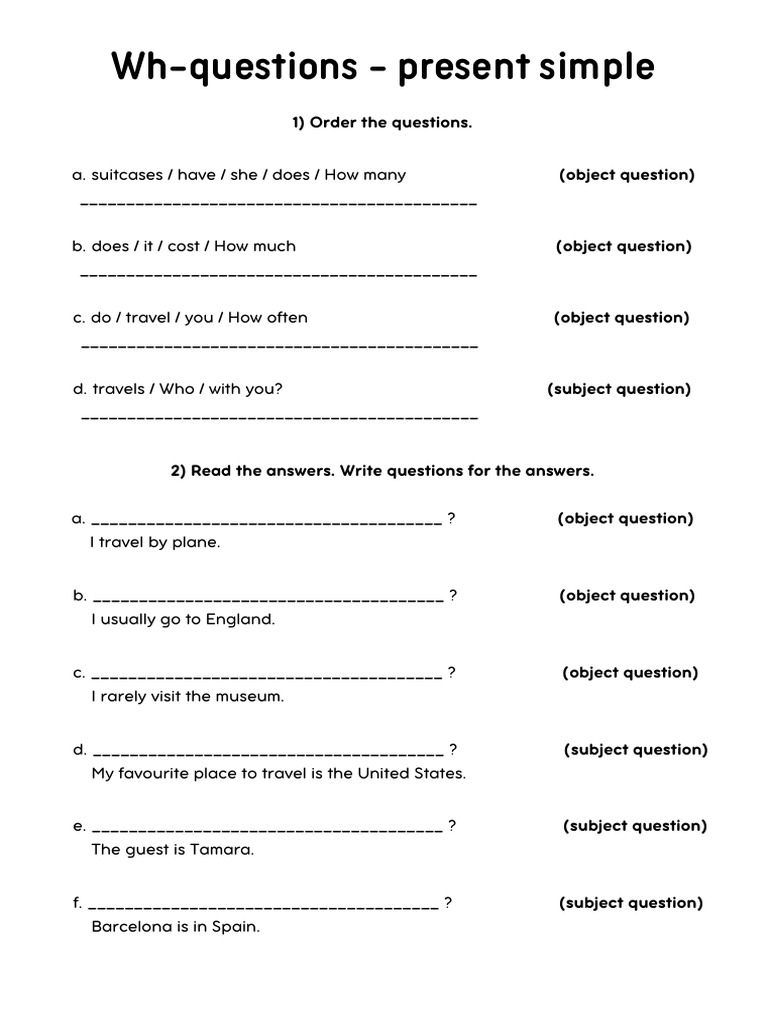 Wh-questions (present simple) | PDF