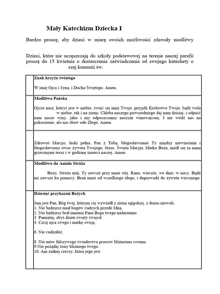 Maly Katechizm Dziecka | PDF