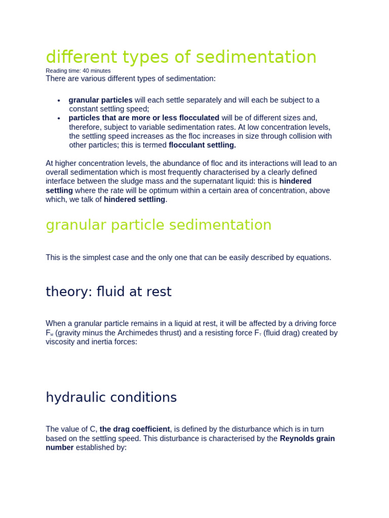 Different Types of Sedimentation | PDF | Applied And Interdisciplinary ...
