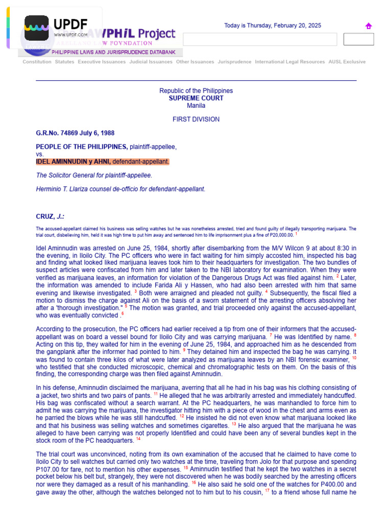 3 People of The Philippines v. Idel Aminnudin y Ahni | PDF | Search And Seizure | Search Warrant