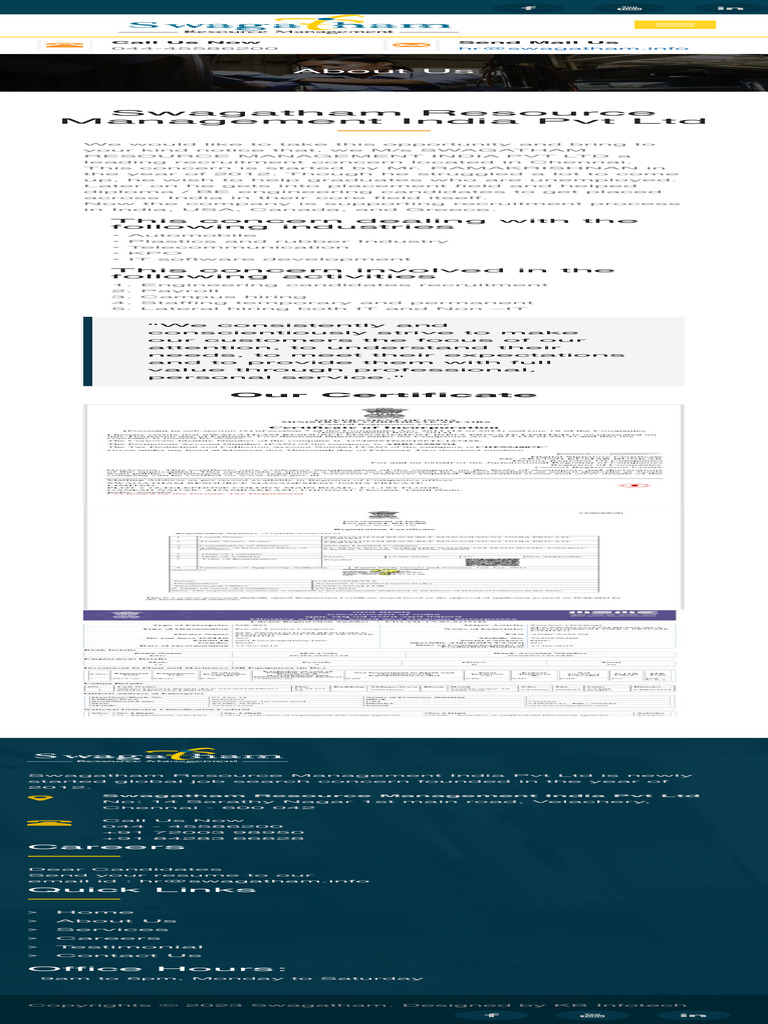 Swagatham Resource Management Overview | PDF