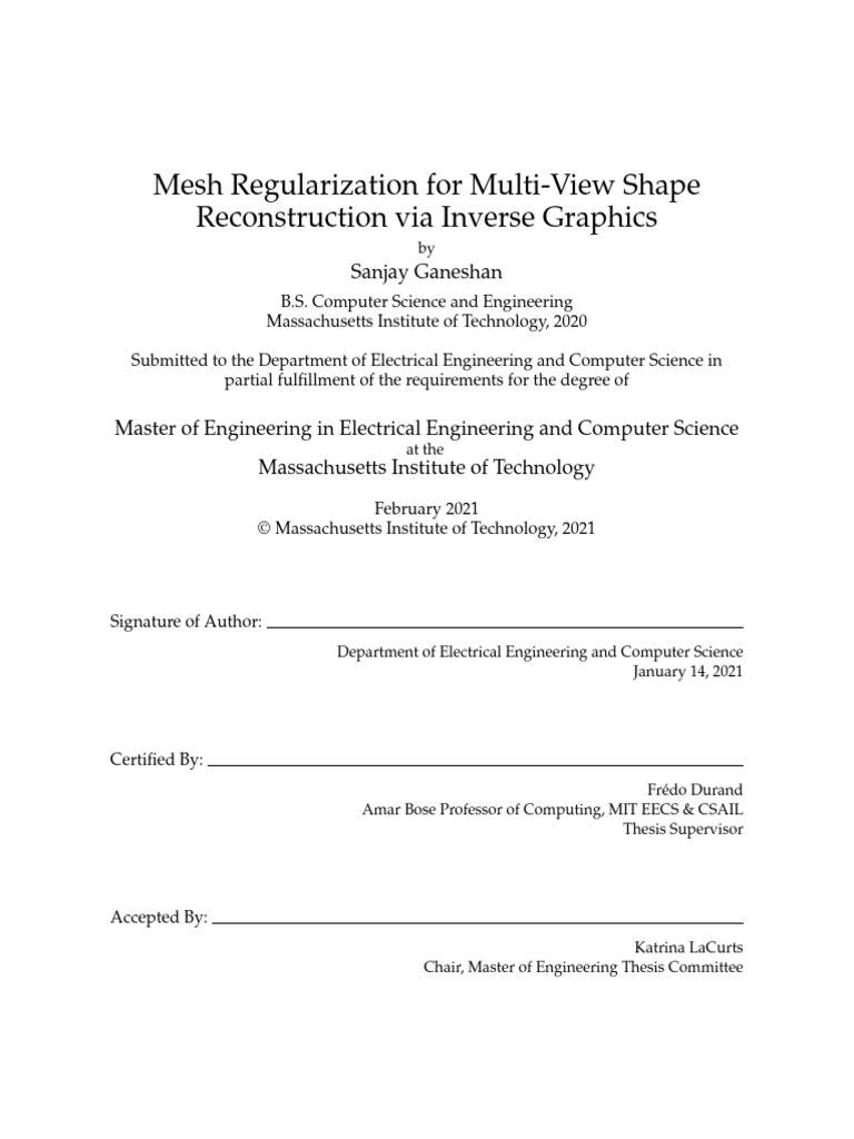 Mesh Regularization For Multi-View Shape Reconstruction Via Inverse Graphics | PDF | Rendering ...