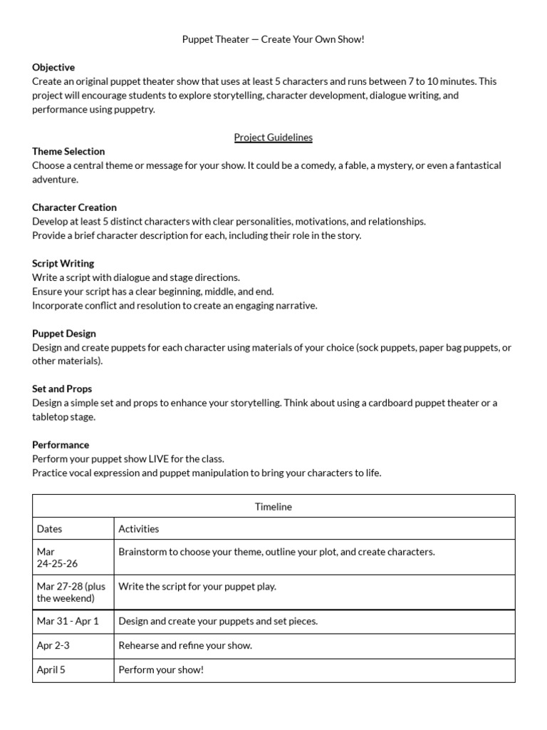 Puppet Theater - Create Your Own Show | PDF | Puppets | Puppetry