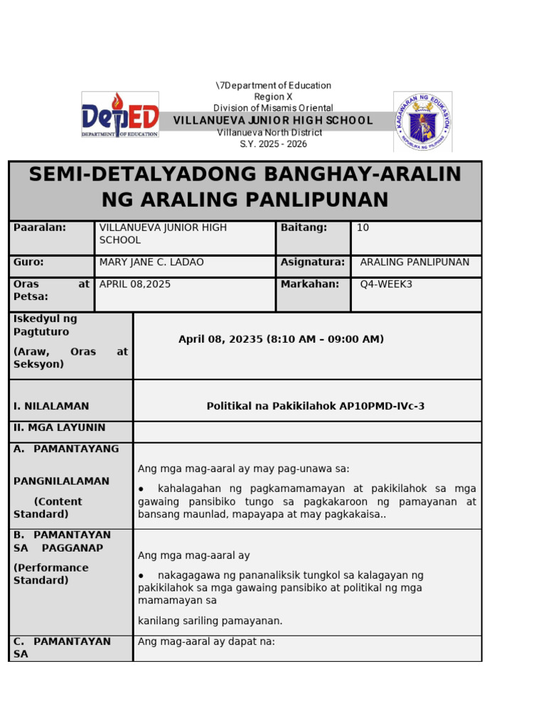 Ap-Grade-10-Lesson Plan - Final | PDF