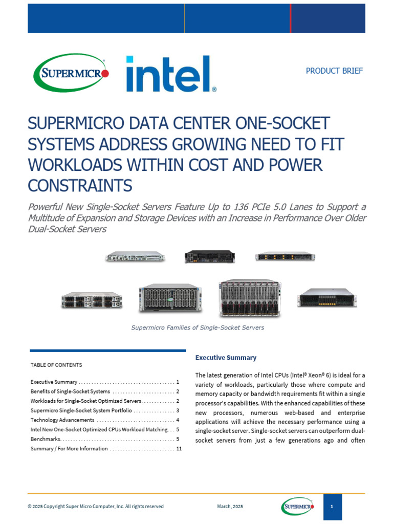 Product_Brief_Single-Socket | PDF | Central Processing Unit | Benchmark (Computing)