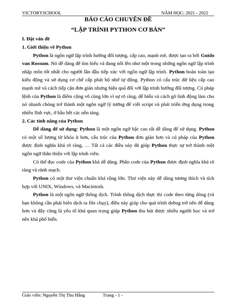 Chuyên Đề Lập Trình Python cơ bản | PDF