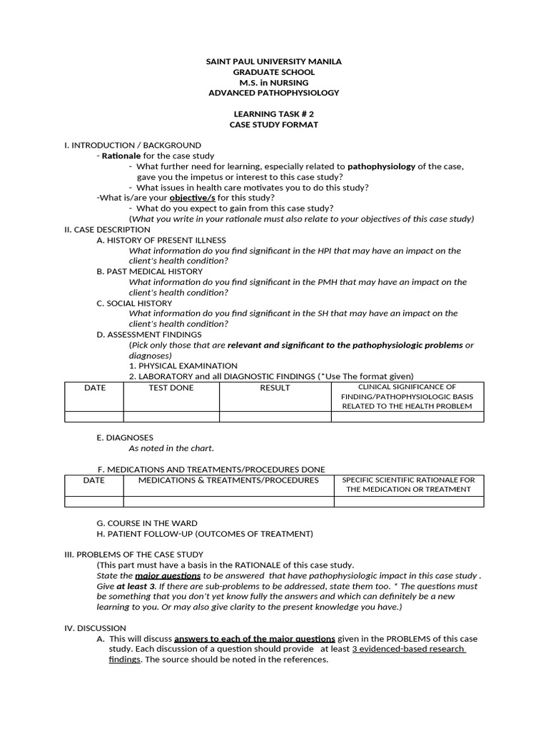 LEARNING TASK # 2 - Case Study FORMAT | PDF | Medical Diagnosis | Social Programs