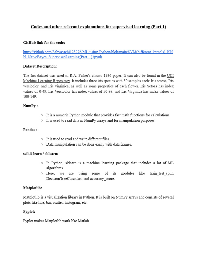 Codes and Other Relevant Explanations For Supervised Learning (Part 1) - Session by Sabyasachi ...