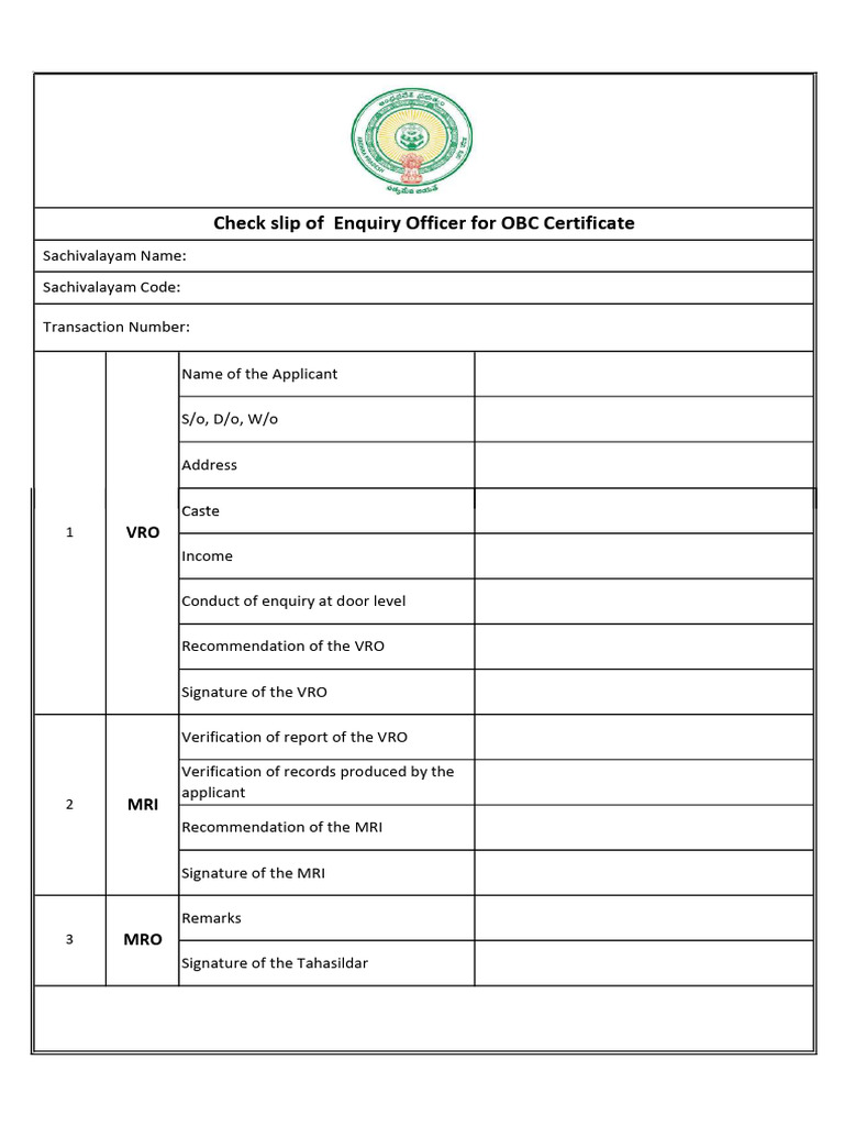 OBC Certificate Verification Checklist | PDF