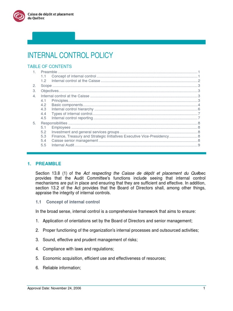 Politique Controle Interne en | PDF | Internal Audit | Audit Committee