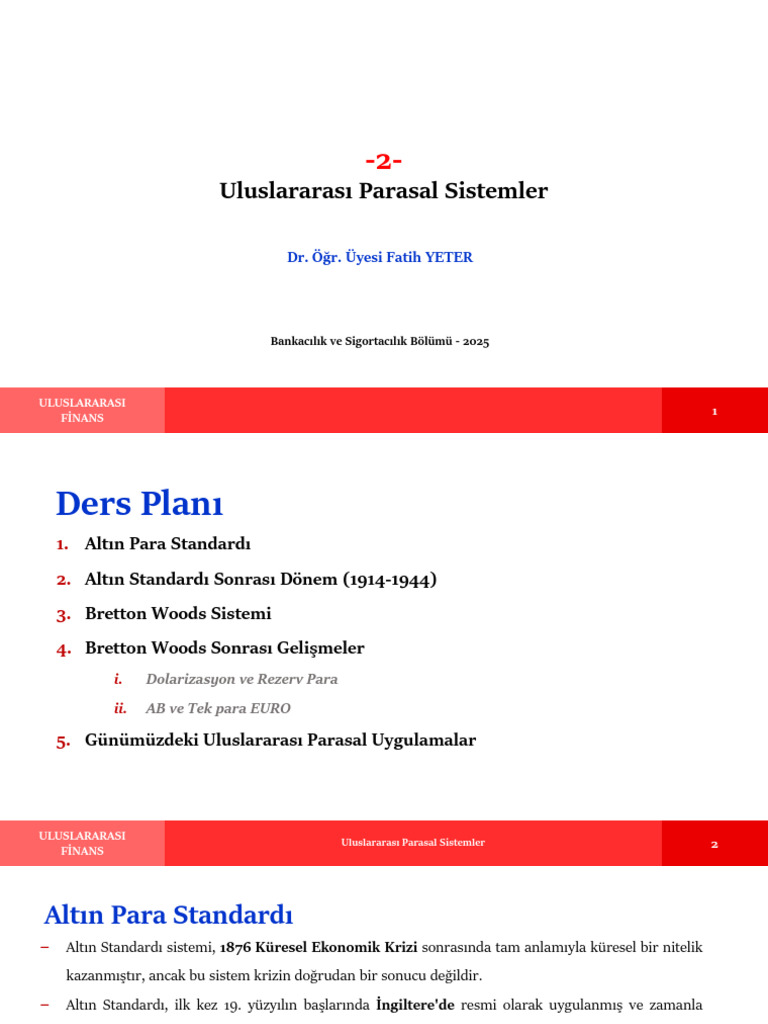 02 Uluslararası Parasal Sistemler | PDF