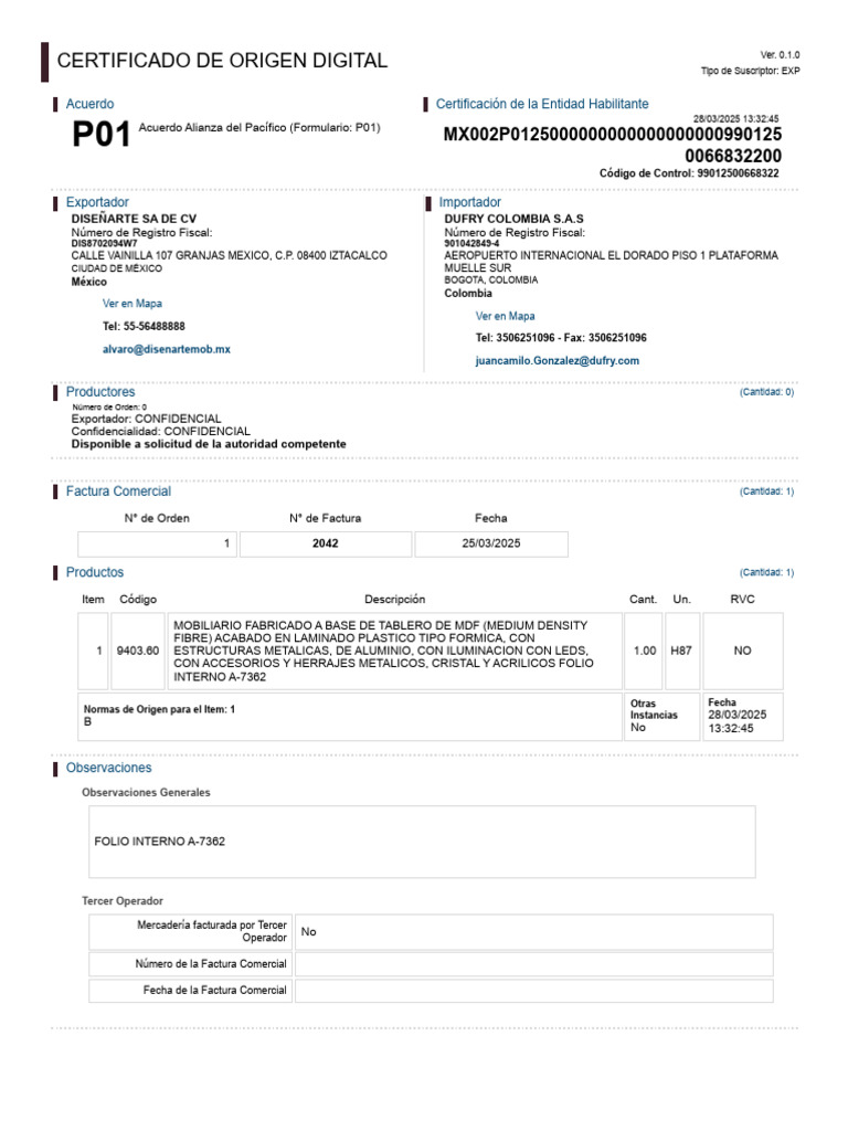 Visualizador de Certificados de Origen Digitales | PDF