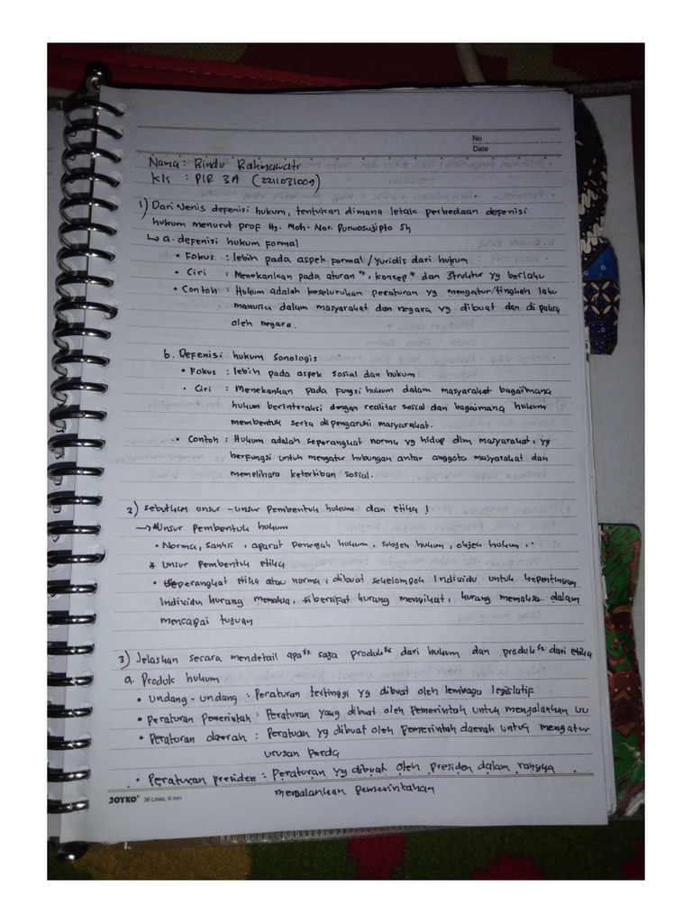 Kuiz Aspek Hukum & Etika - Rindu Rahmawati - 2211031009 - Pir 3A | PDF