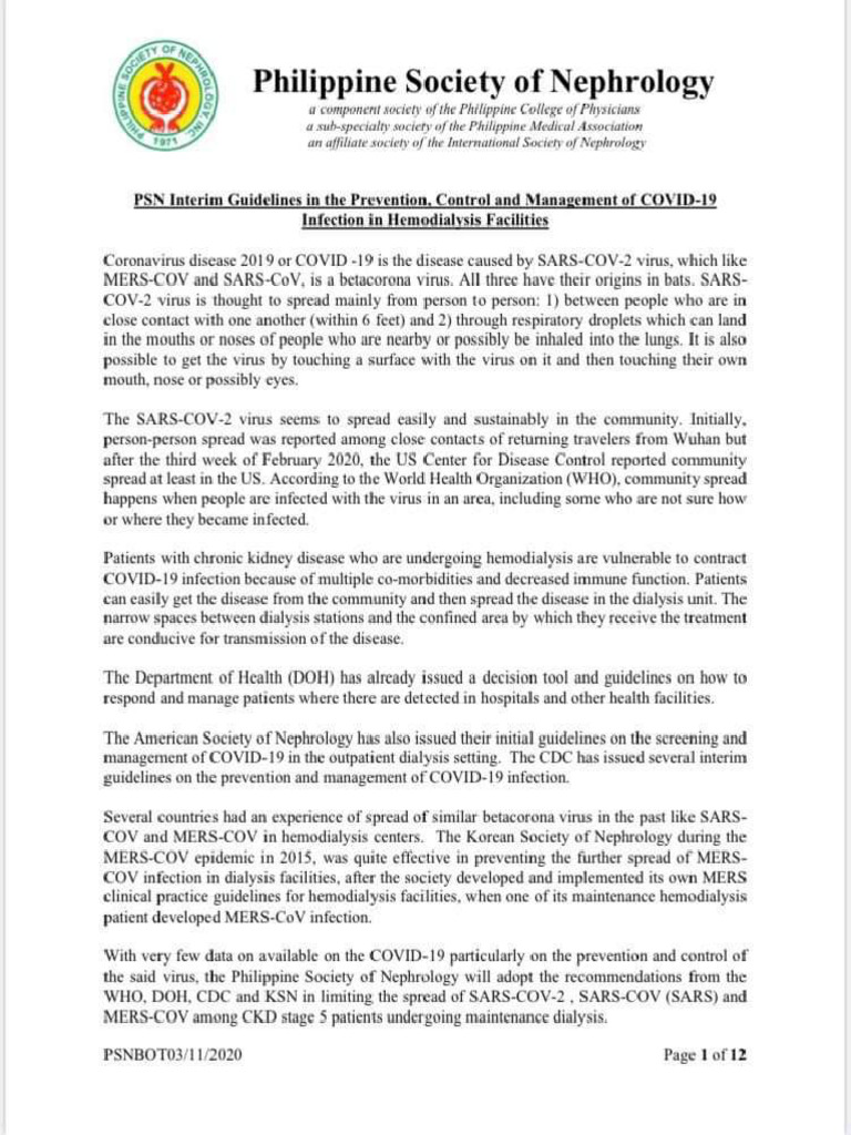 Guidelines for Hemodialysis Facilities | PDF